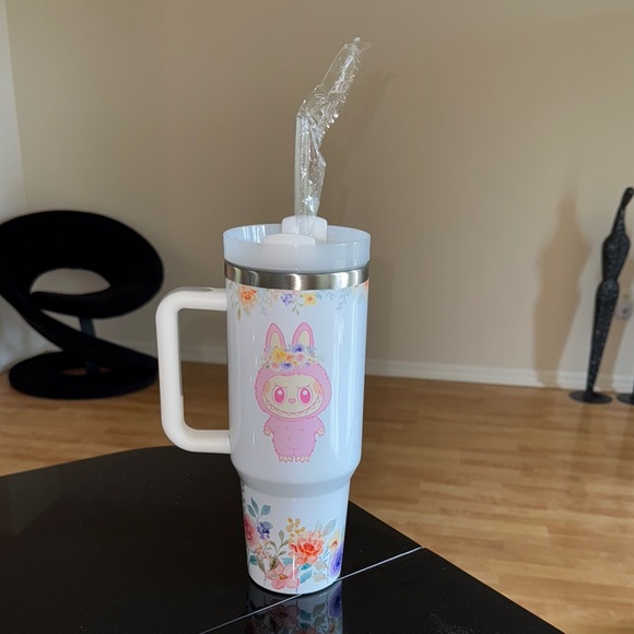 None | Dining | Floral Labubu Inspired Bunny Travel Mug New | Poshmark